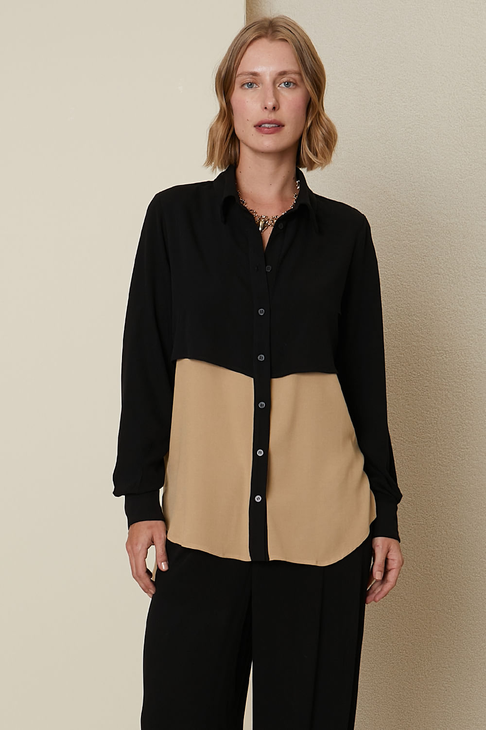 Camisa Oversized Bicolor - ALLS - Site Oficial - Moda Feminina